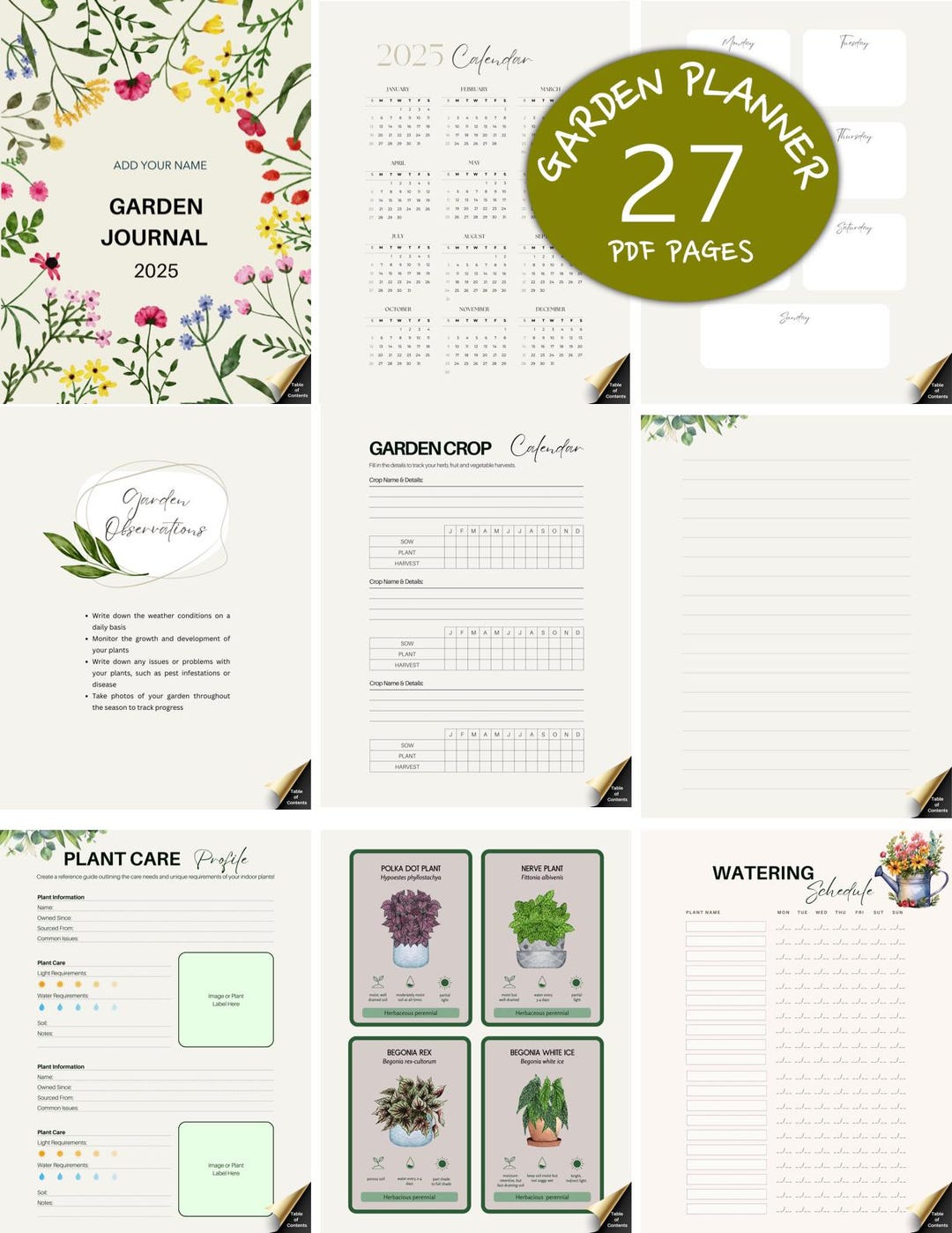 Garden Planner Printable Digital Gardening Planner Journal Plant ...