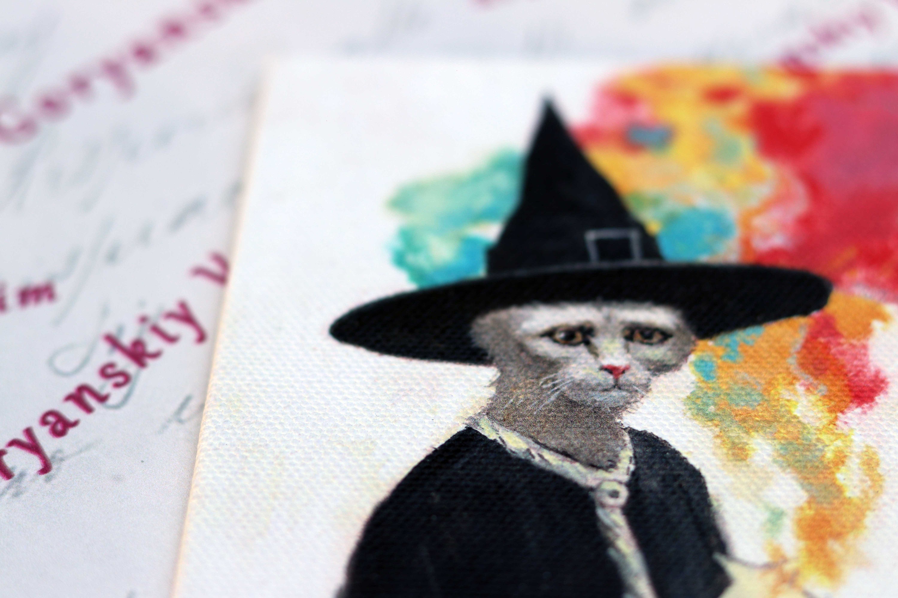 Small size 4x6 artwork MAGIC CAT print on | Etsy