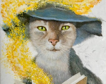 Painting Ink Wizard Cat Doodle page Sketchbook work magical cat with ...