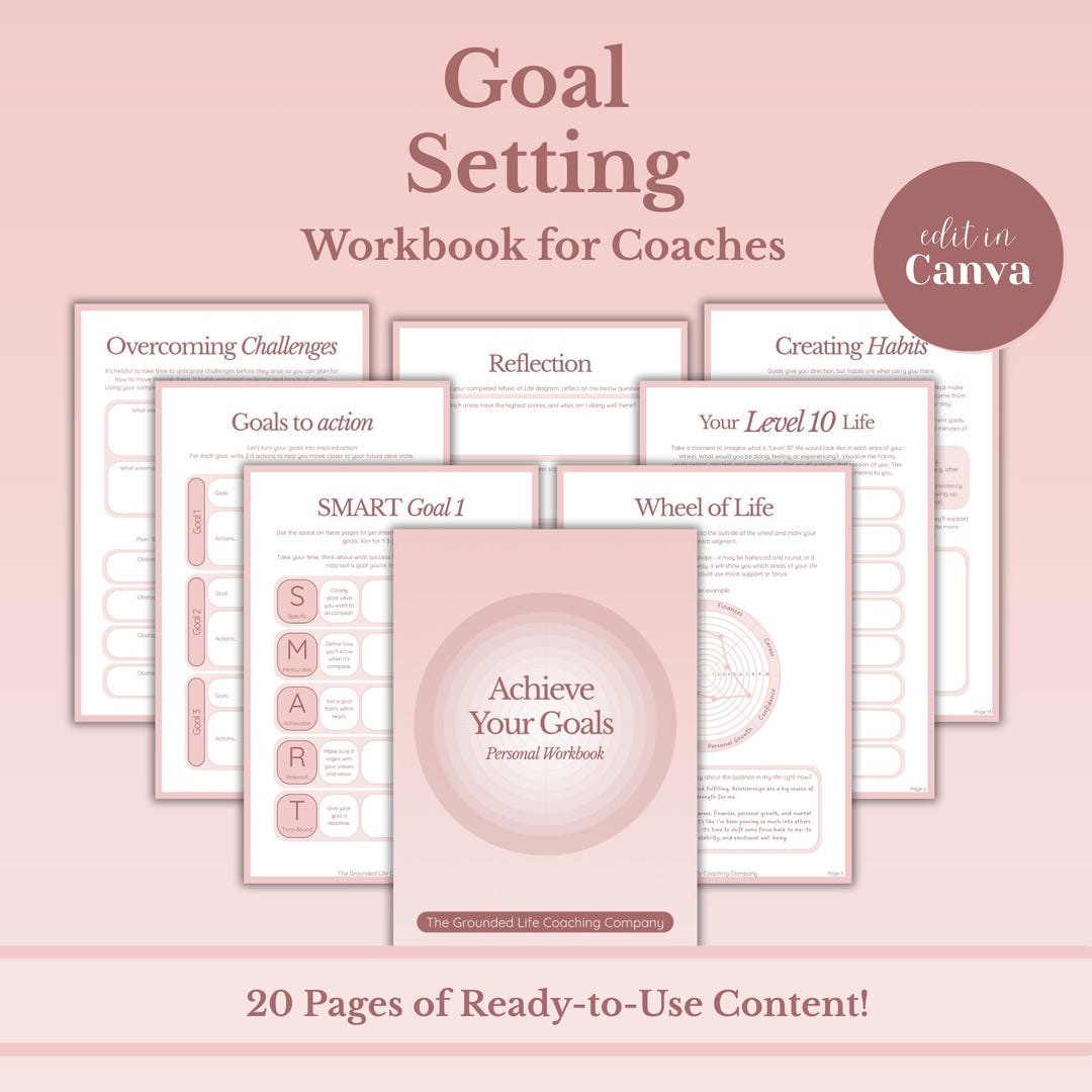 Life Coach Workbook, Wheel of Life, Goal Setting Workbook, Editable ...