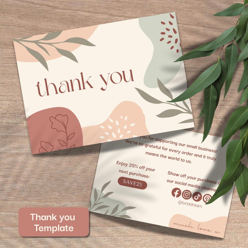 Customize Thankyou Card - Etsy