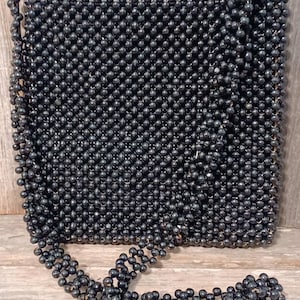 Vintage Liza Ganz New York Black Bead Handbag Purse Shoulder Strap 9 X ...