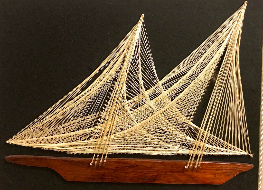 Awesome Large String Art Boat MCM Nautical Art Maritime Wall - Etsy