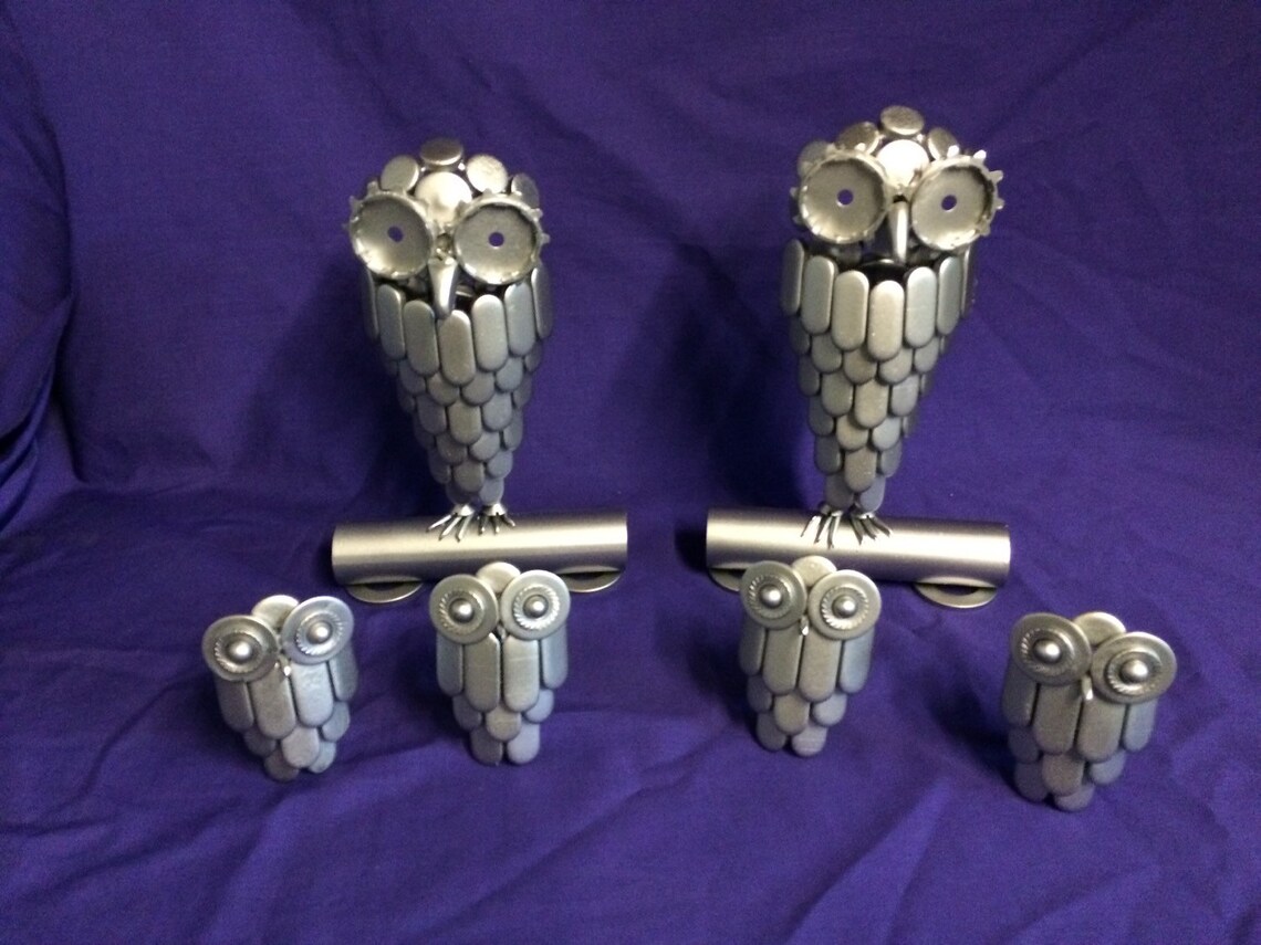 Upcycled Metal Small Owl Sculpture Art - Etsy