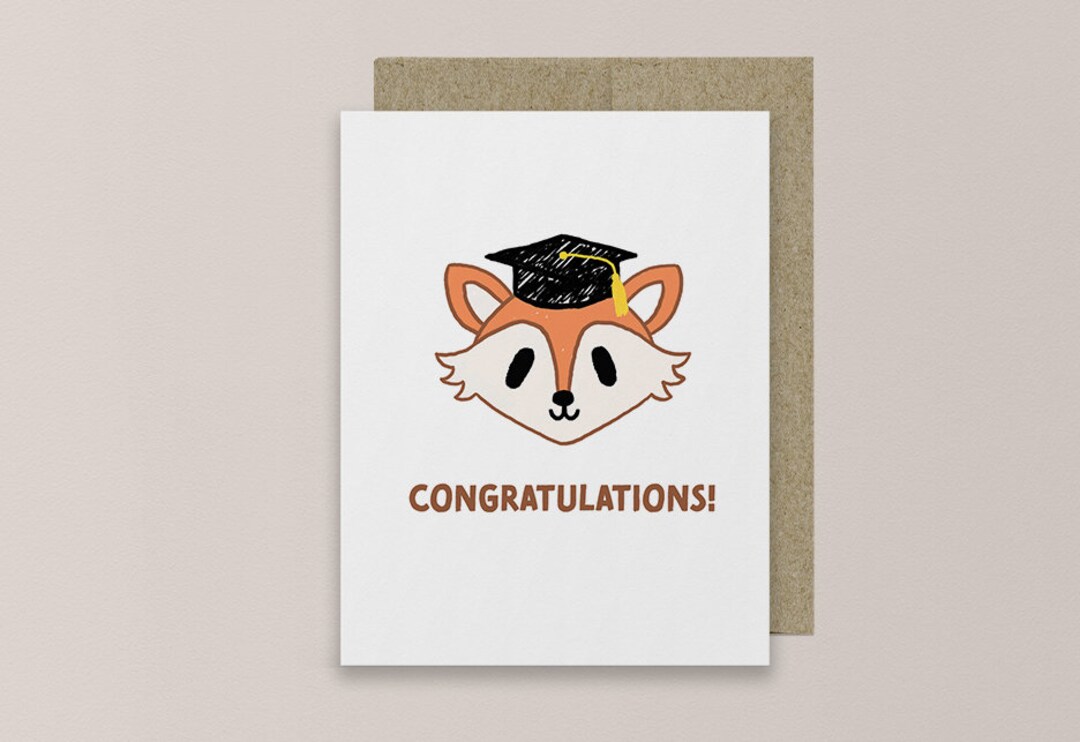 Fox Graduation Greeting Card, Congratulations, Fox Grad Cap, High ...