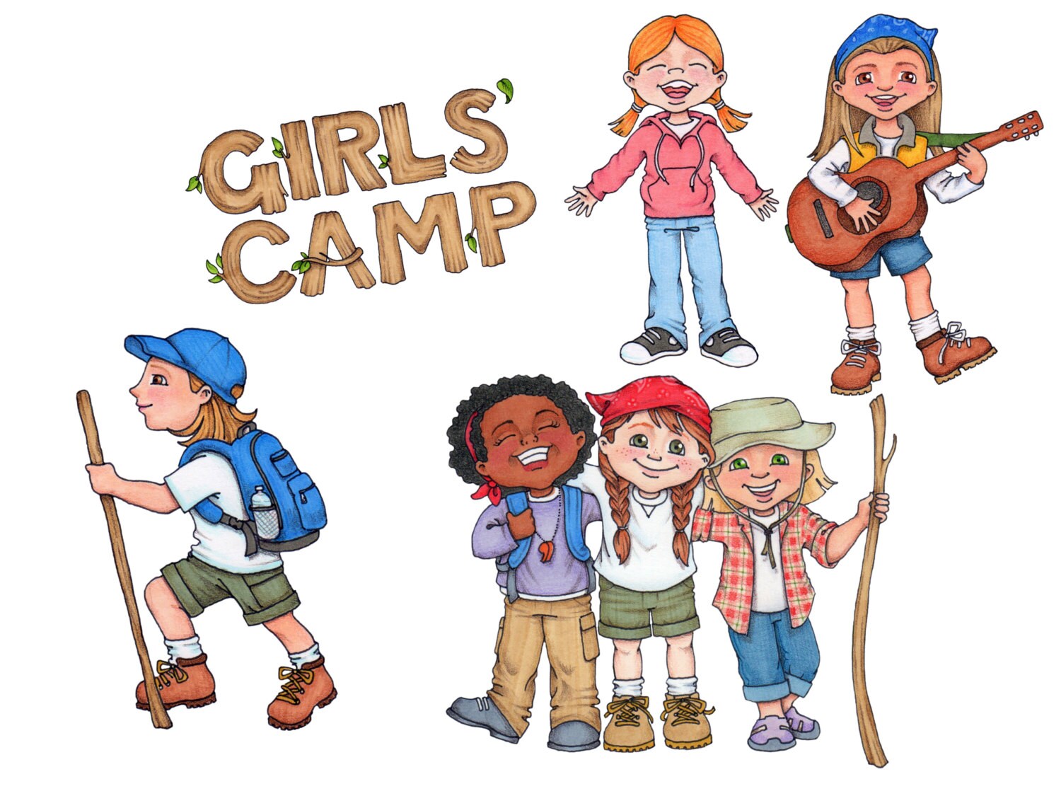 LDS Girls' Camp Digital Clip Art Pack Including Campers, Their Gear and ...