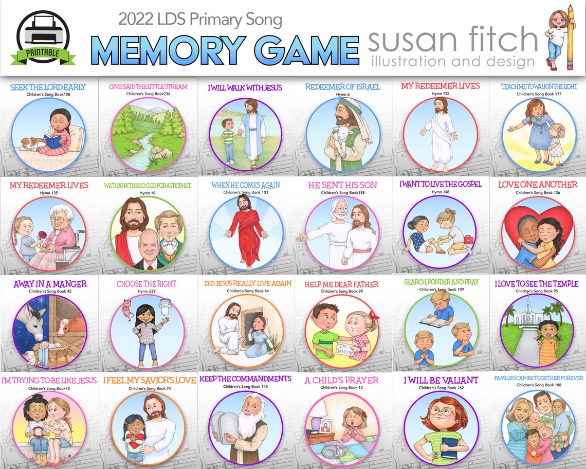2022 Primary Song Memory Game - Etsy
