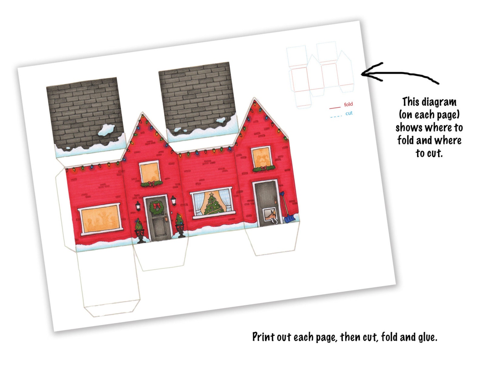 PAPER CHRISTMAS HOUSES - Etsy