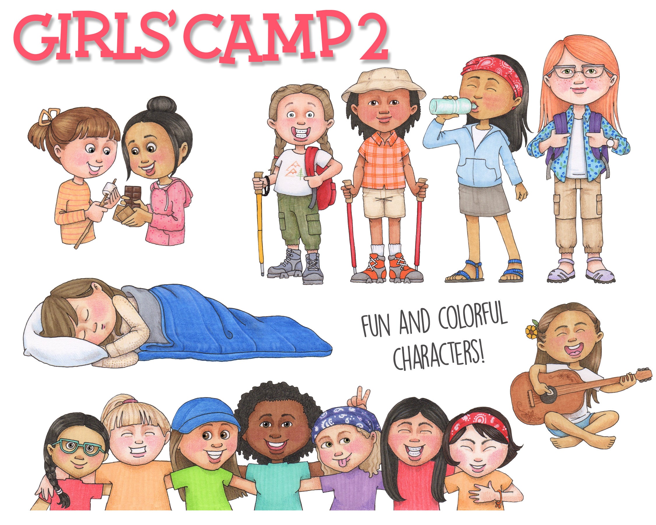 Girls' Camp 2 Digital Clip Art Set - Etsy