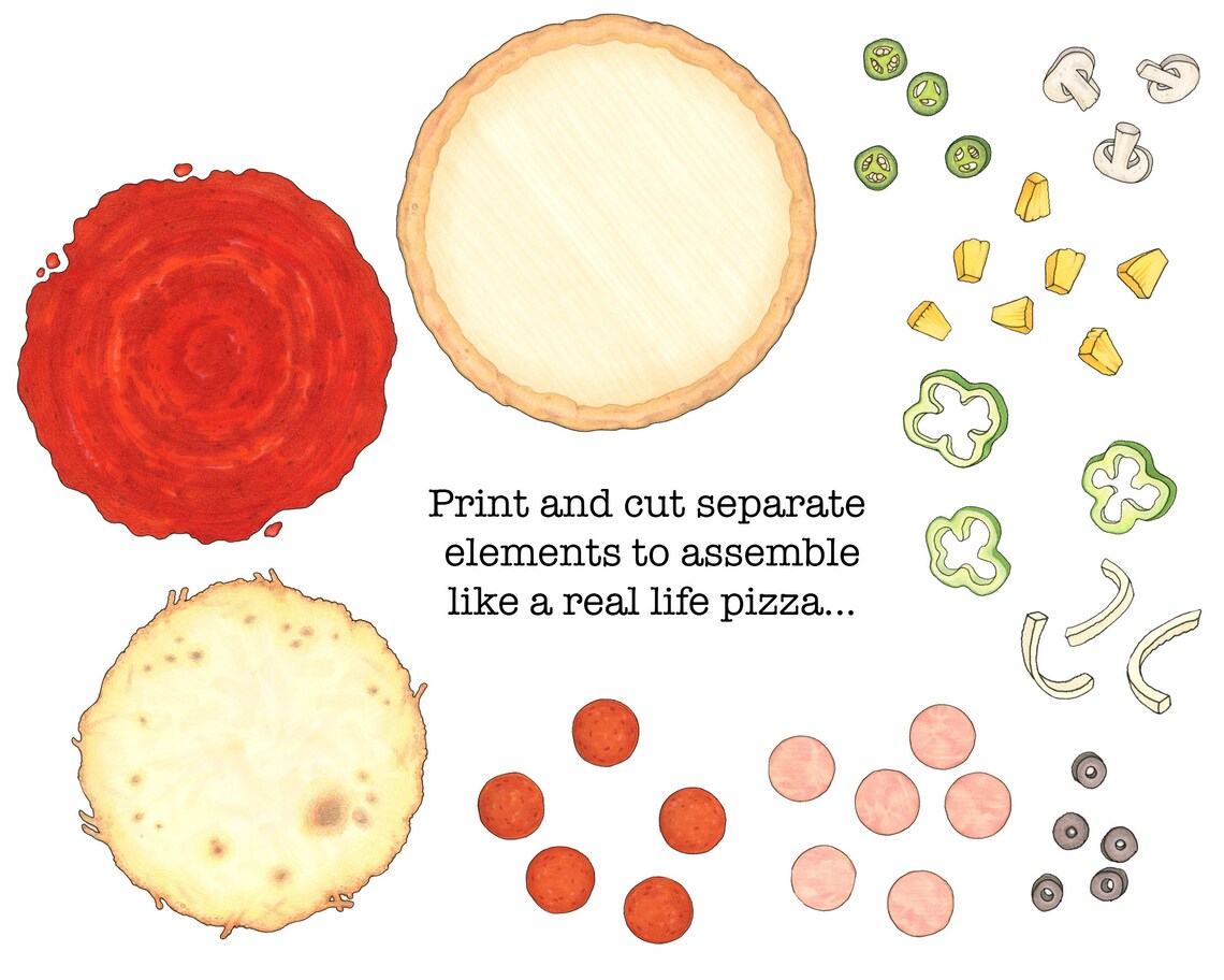 PIZZA PARTY Build-a-pizza Graphics Set - Etsy