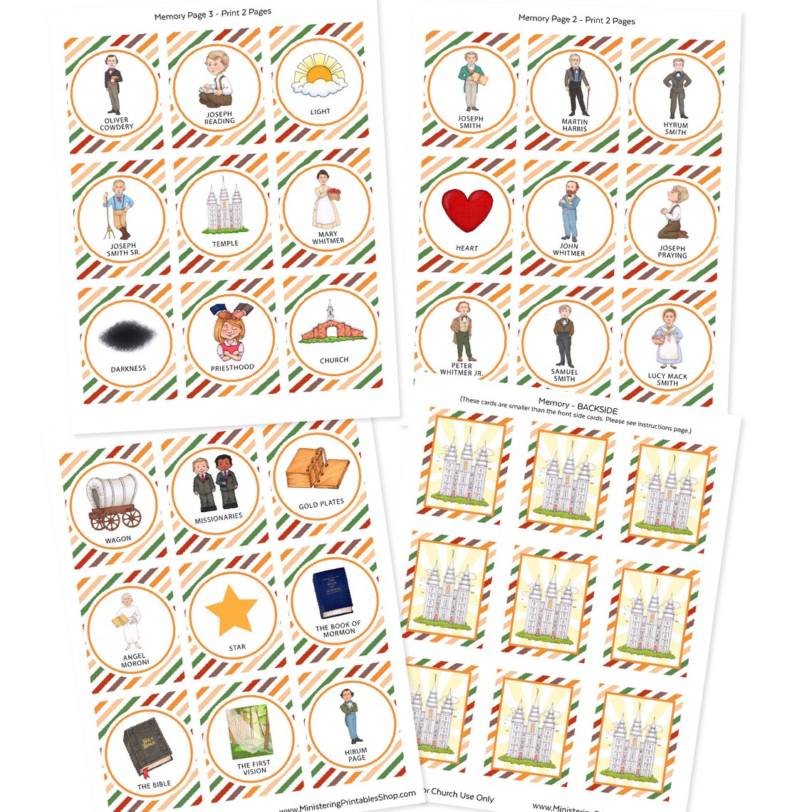 LDS Church History Printable MEMORY GAME - Etsy