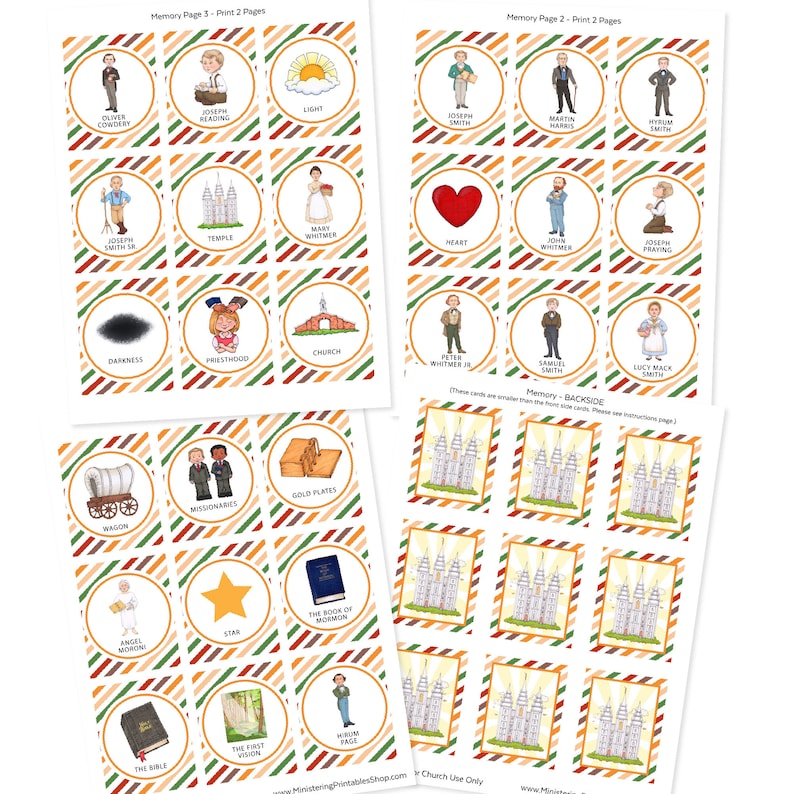 LDS Church History Printable MEMORY GAME - Etsy