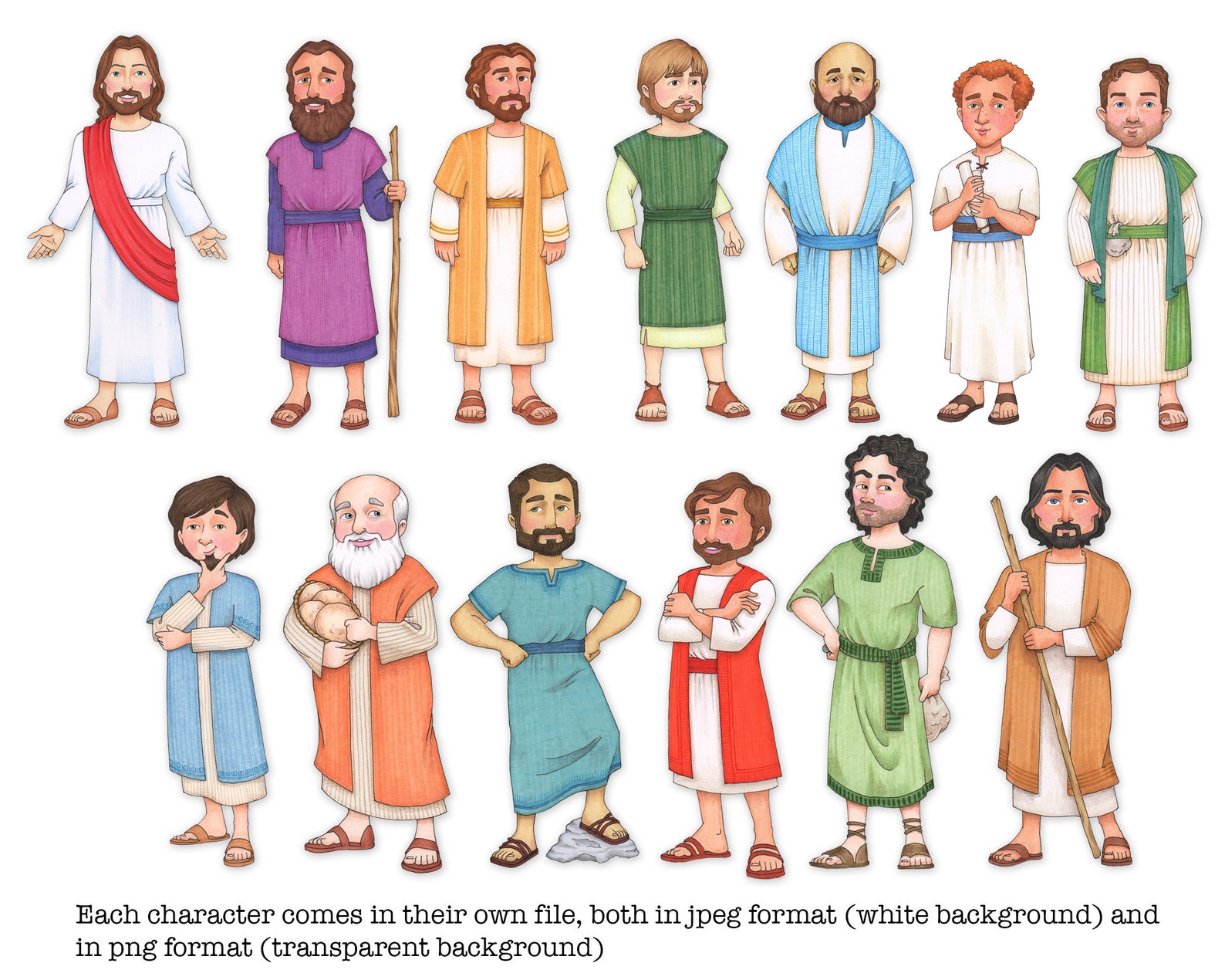 Gesù Cristo e i suoi 12 apostoli, clip art e pagine da colorare - Etsy ...