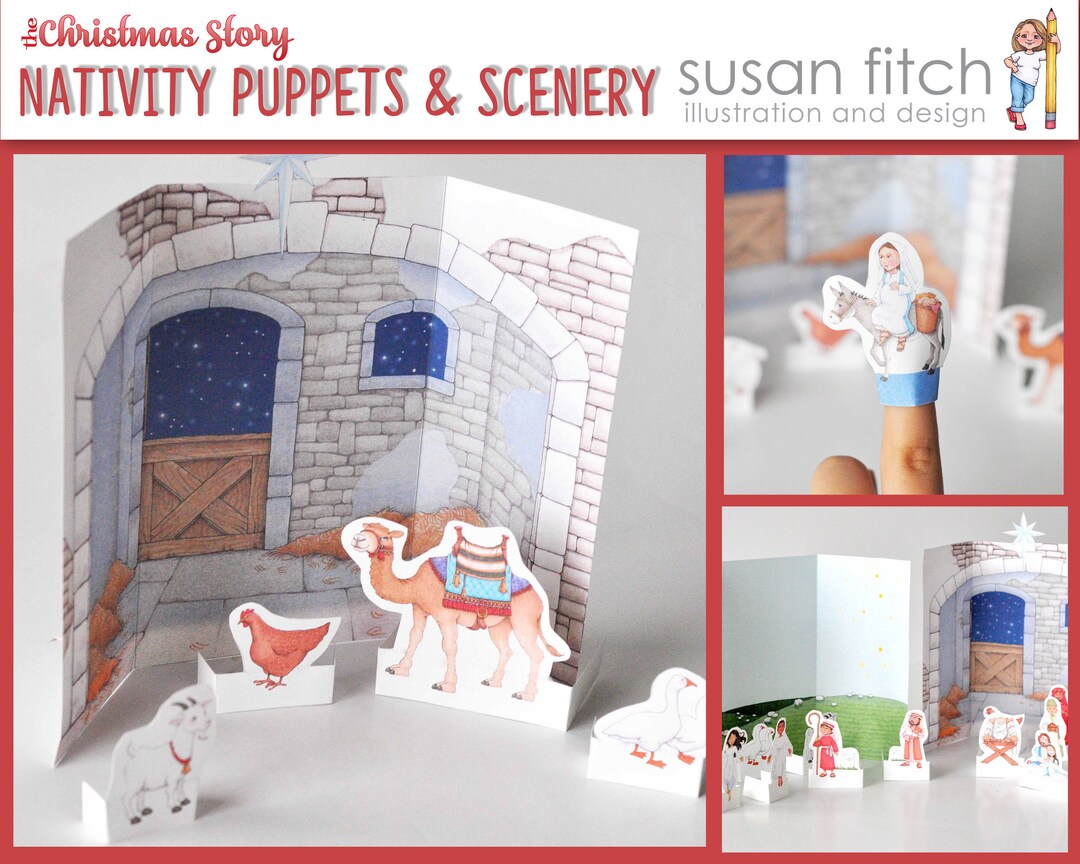 Christmas Story Finger Puppets & Scenery - Etsy