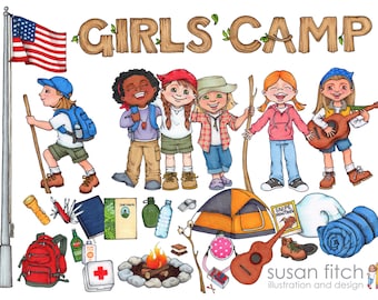 Girls Camp Clip Art | Etsy
