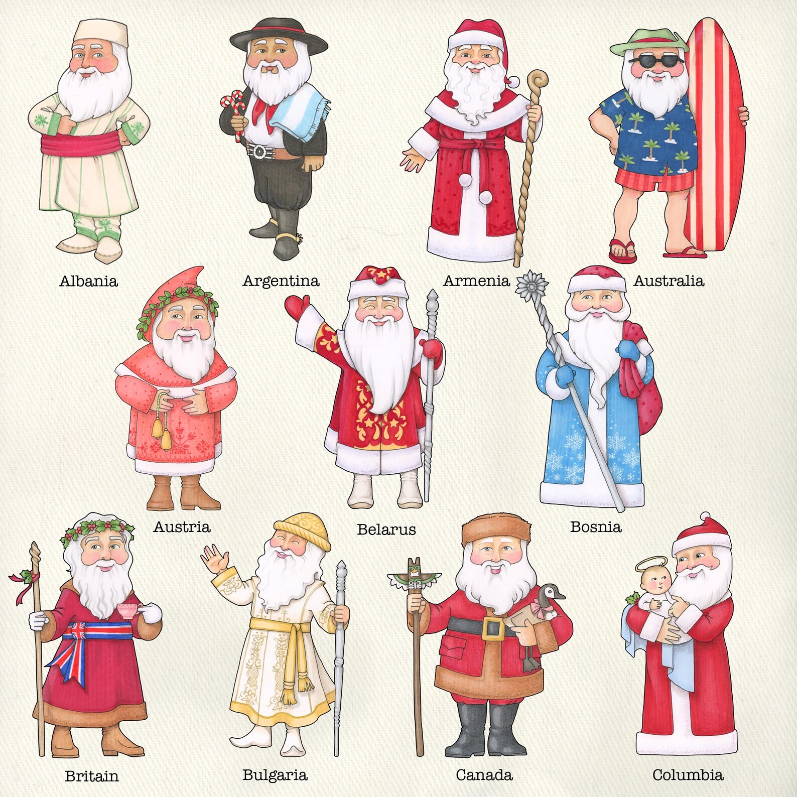 International Santas Printable Graphics - Etsy