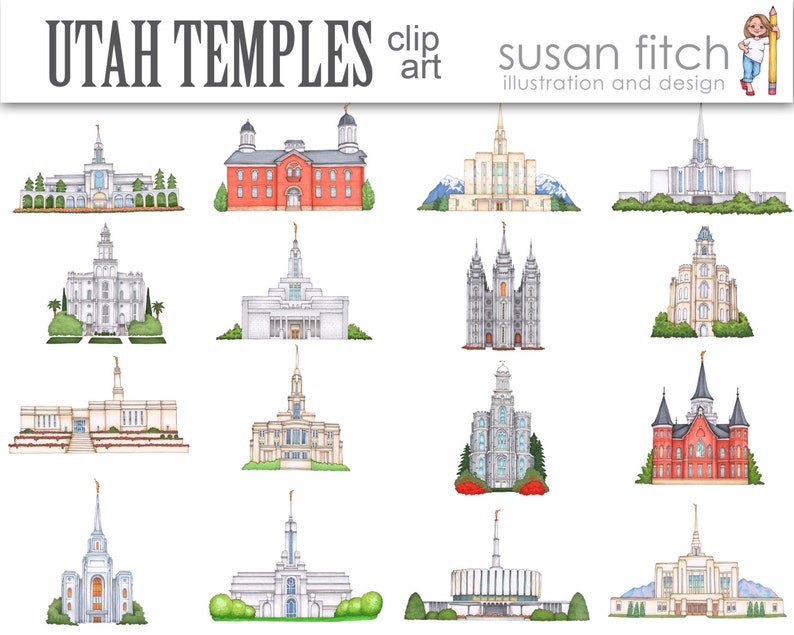 Utah LDS Temples Clip Art - Etsy