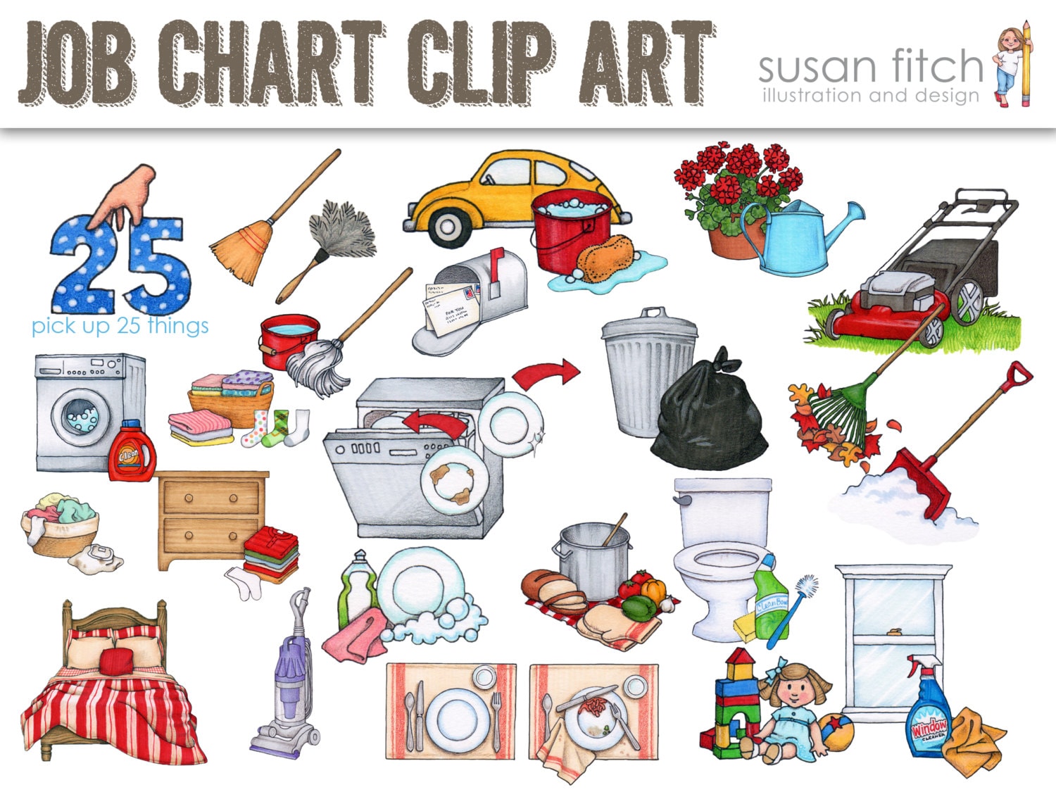 Job Chart Chore Chart Clip Art - Etsy