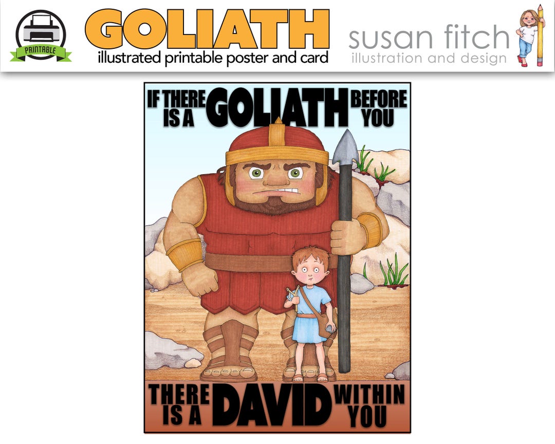 David & Goliath Printable Illustration - Etsy