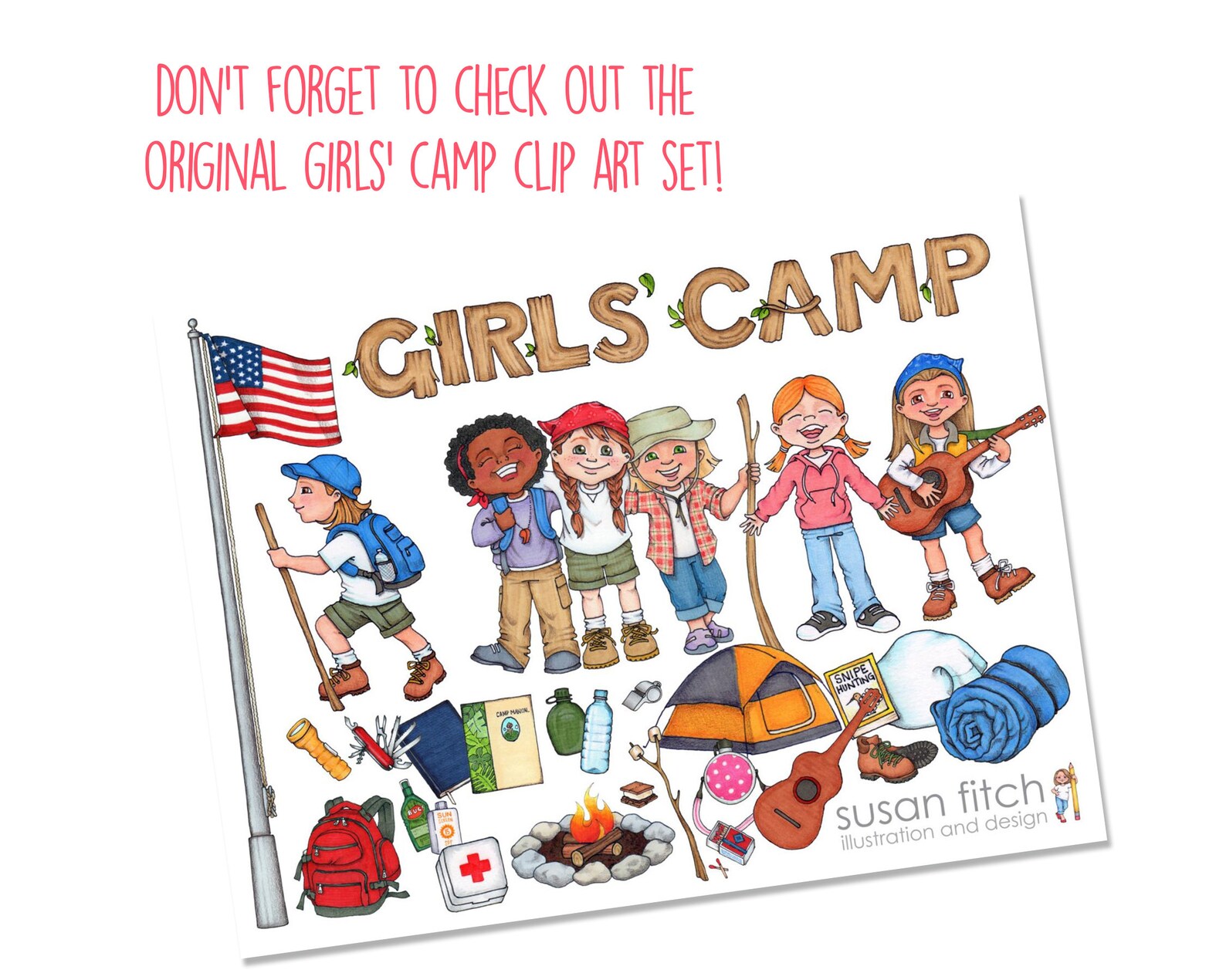 Girls' Camp 2 Digital Clip Art Set | Etsy