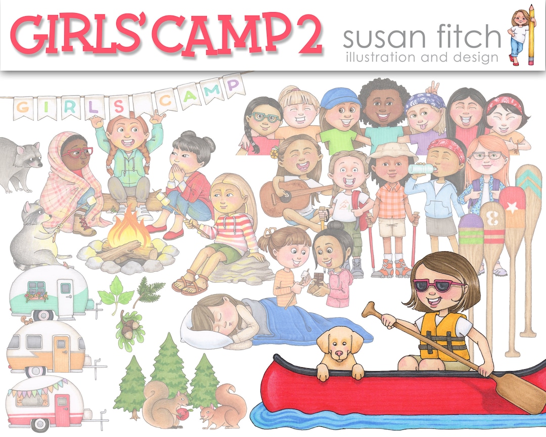 Girls' Camp 2 Digital Clip Art Set - Etsy