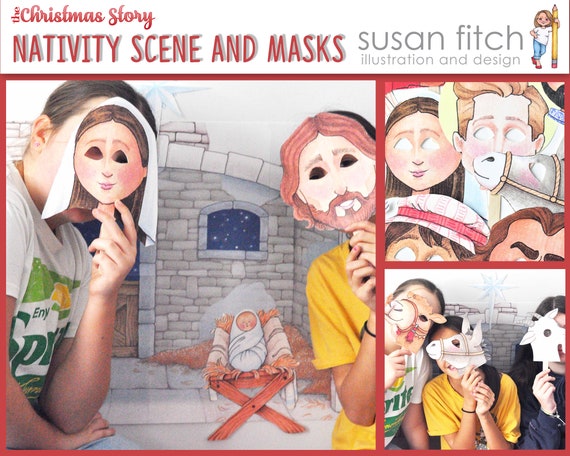 Printable Nativity Scene & Masks - Etsy