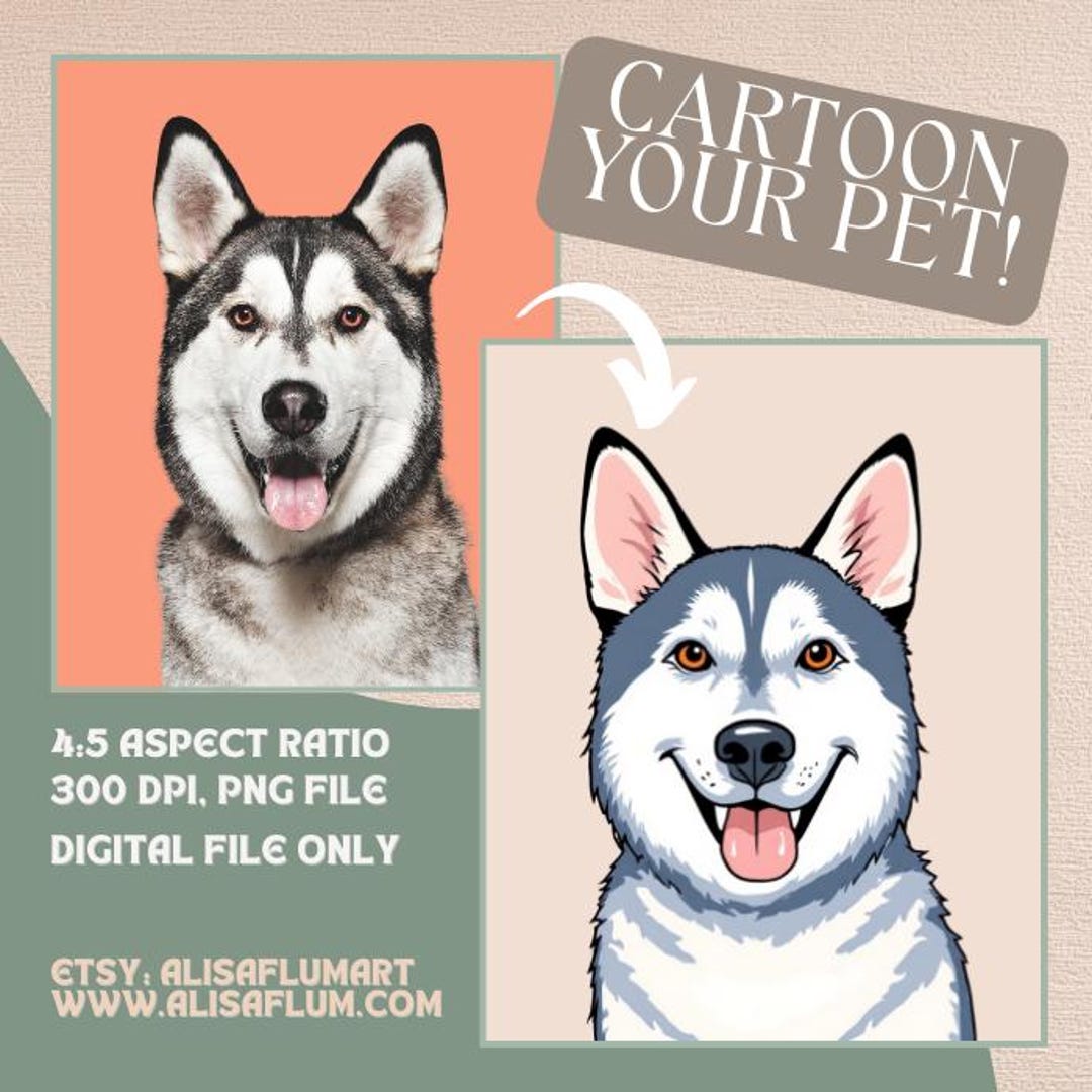 CARTOONIZE YOUR PET! Customized Cartoon Pet Portraits (made to Order ...