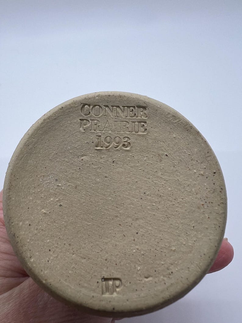 Vintage Conner Prairie Pottery Blue Sponge Ware Ink Well Miniature Vase ...