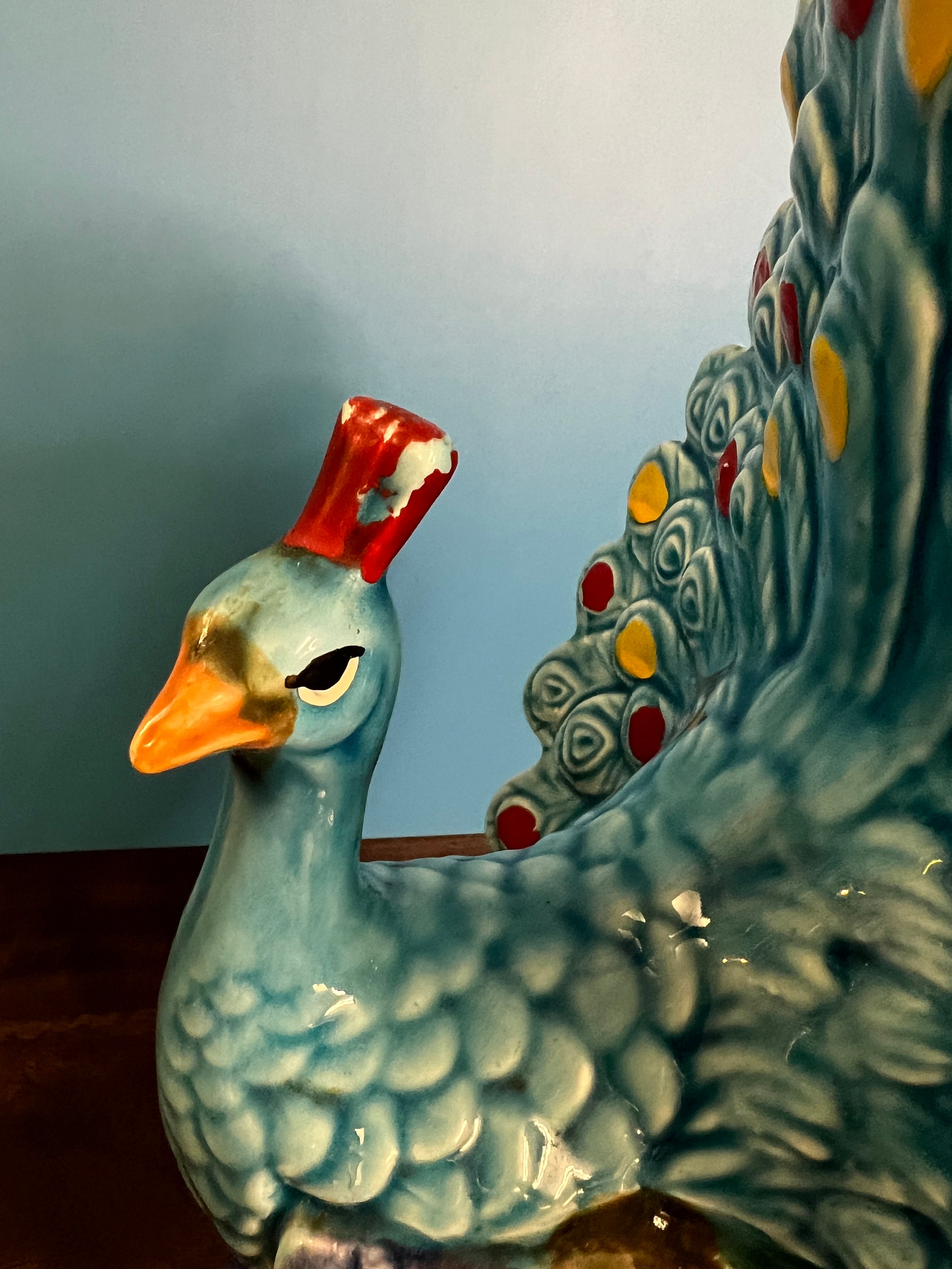 Vintage Large Ceramic Peacock Multi Colors Japan - Etsy