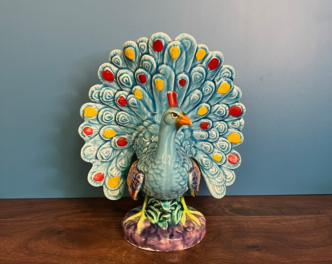 Vintage Large Ceramic Peacock Multi Colors Japan - Etsy
