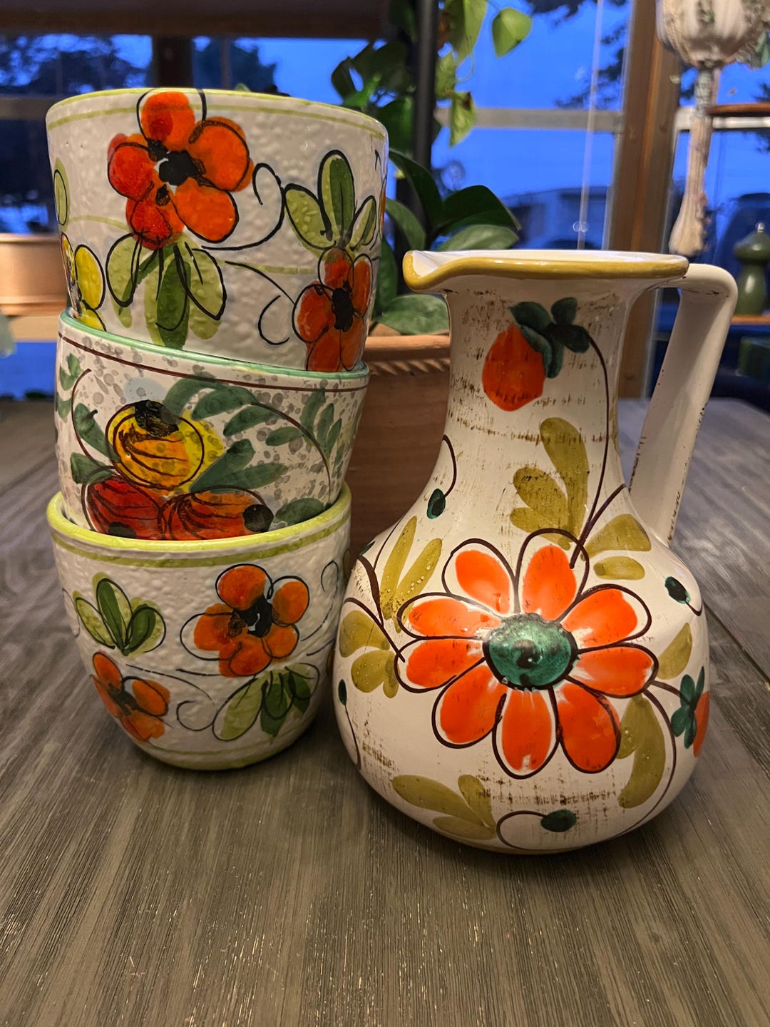 Vintage Relpo Italian Hand Painted Pitcher Planters Set of 4 MCM - Etsy