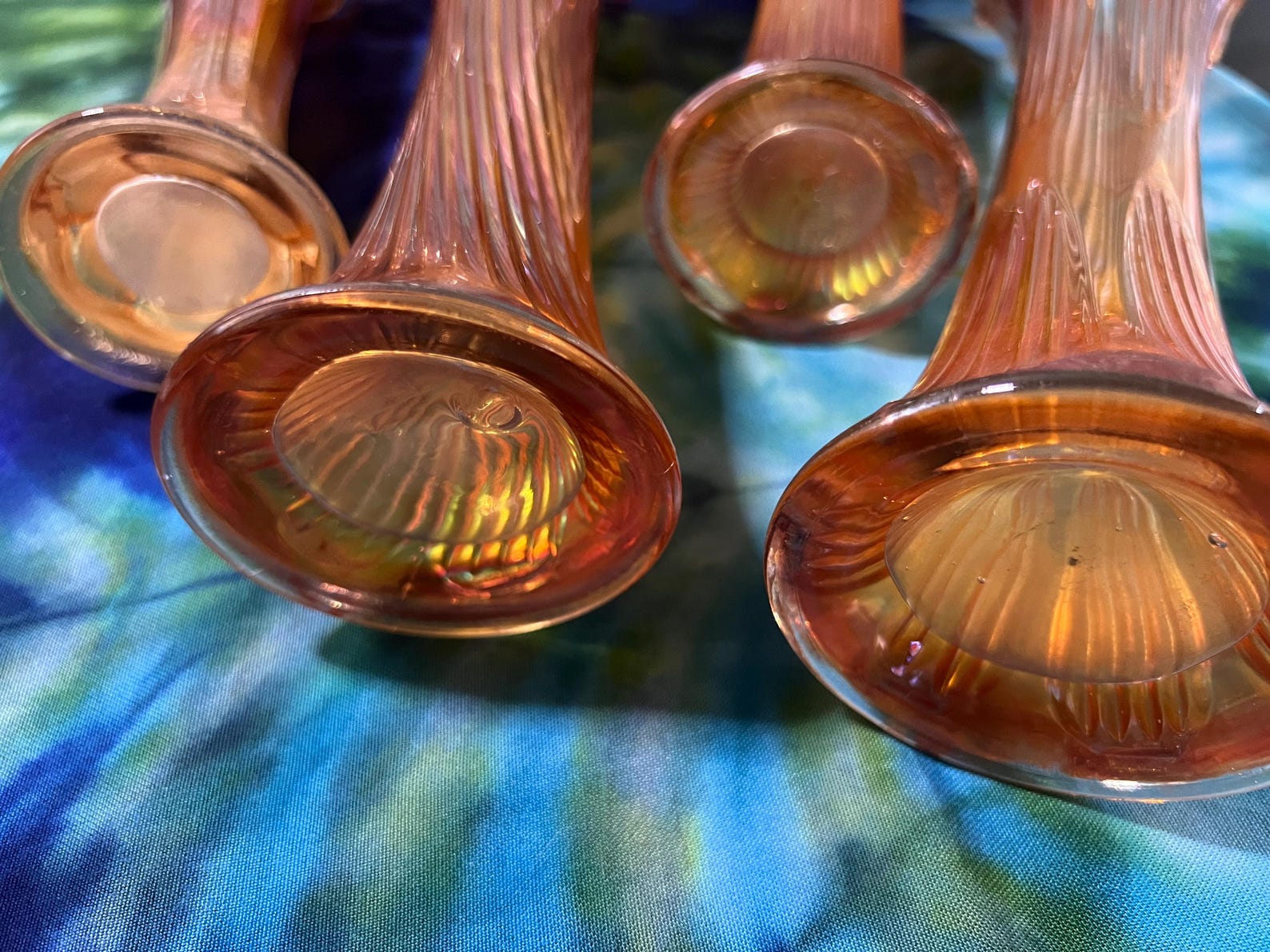 Vintage Fenton Marigold Fine Rib Carnival Glass Vase Imperial Glass ...