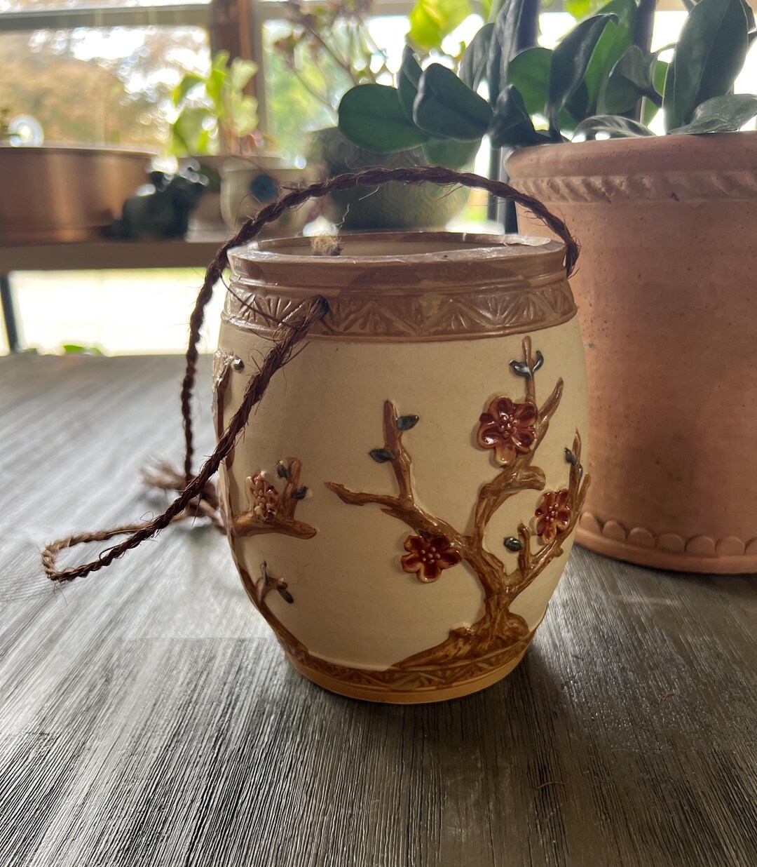 Vintage Japanese Clay Cherry Blossom Tree Hanging Flower Planter Pot - Etsy