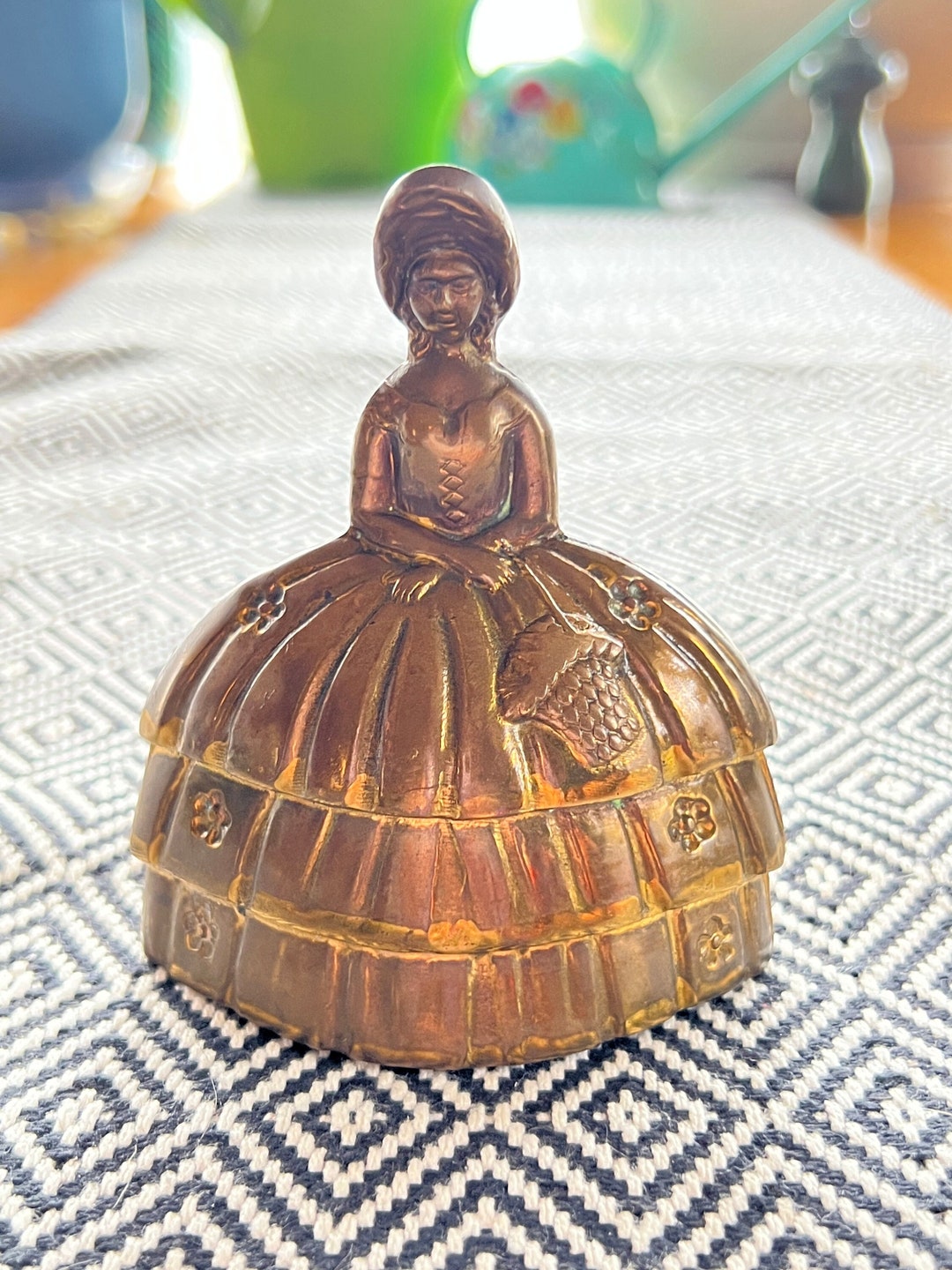 Vintage Southern Belle Solid Brass Daisies Basket Bonnet Functioning ...