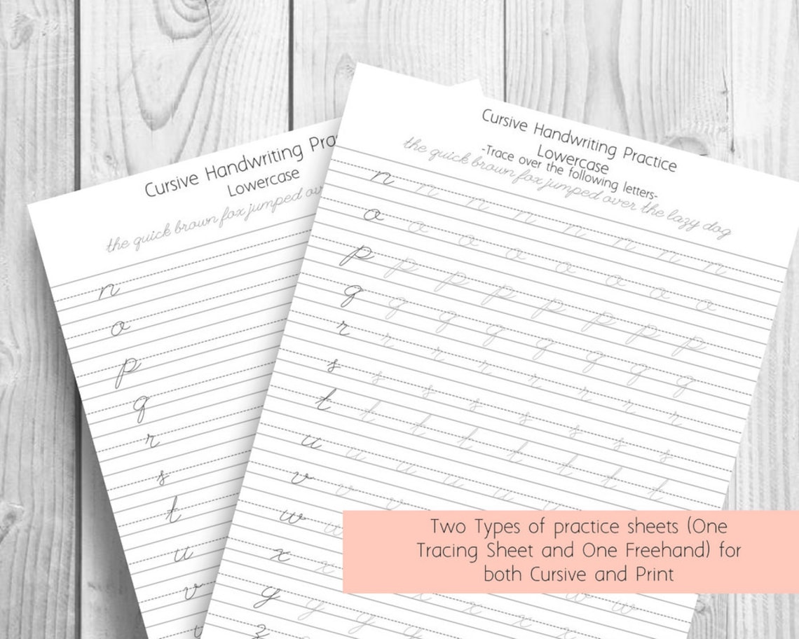 Handwriting Practice Sheets Bundle, Cursive and Print, Lined Pages ...