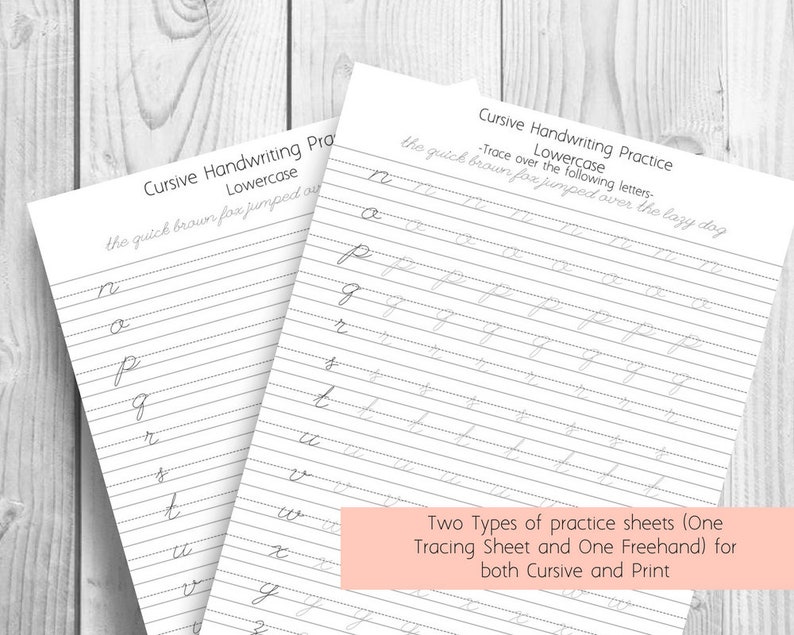 Handwriting Practice Sheets Bundle, Cursive and Print, Lined Pages ...