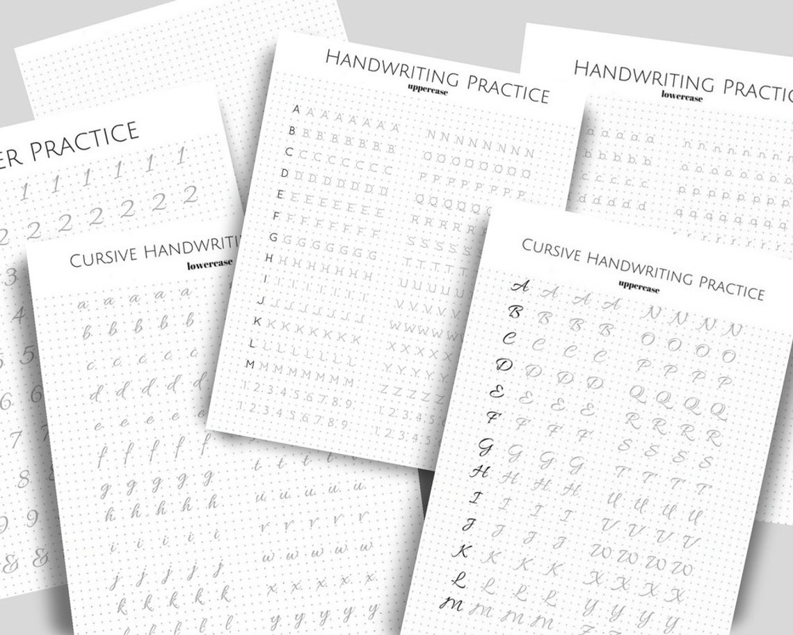 Handwriting Practice Sheets, Cursive and Print, 5mm Dot Grid for Bullet ...