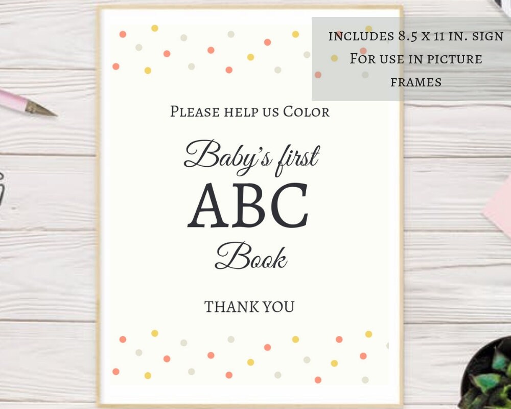 Baby's First ABC Book, Baby Shower Game, Coloring Book, Printable PDF ...