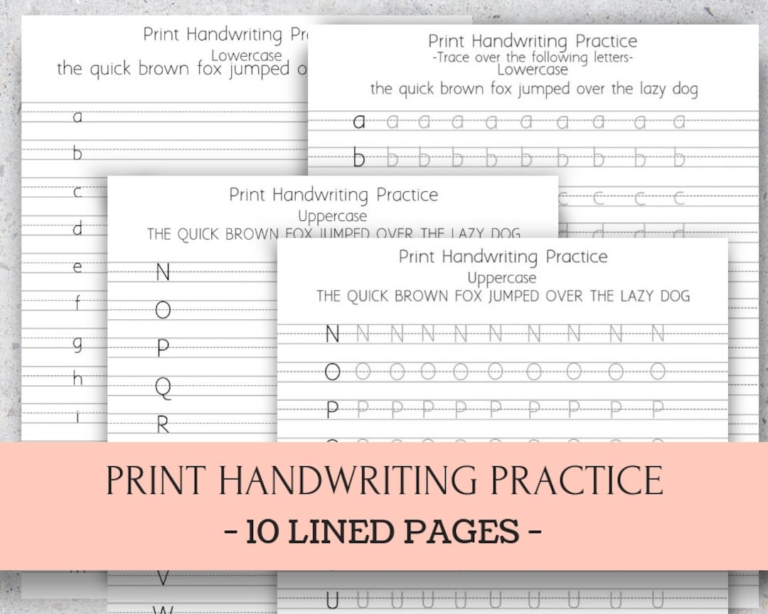 Print Handwriting Practice on Lined Paper, Letter Size and A4 - Etsy