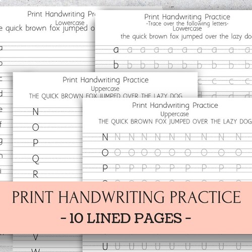 Cursive Handwriting Practice on Lined Paper Letter Size and - Etsy