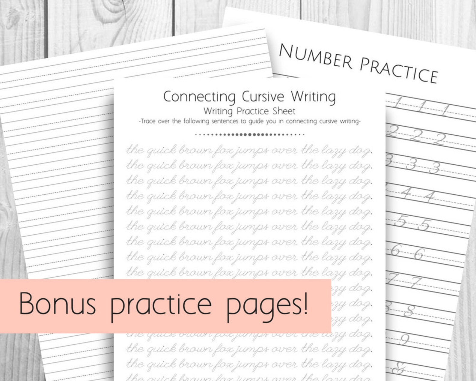 Handwriting Practice Sheets Bundle, Cursive and Print, Lined Pages ...