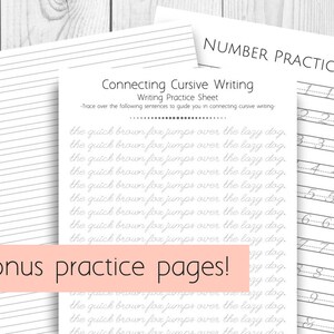 Handwriting Practice Sheets Bundle, Cursive and Print, Lined Pages ...