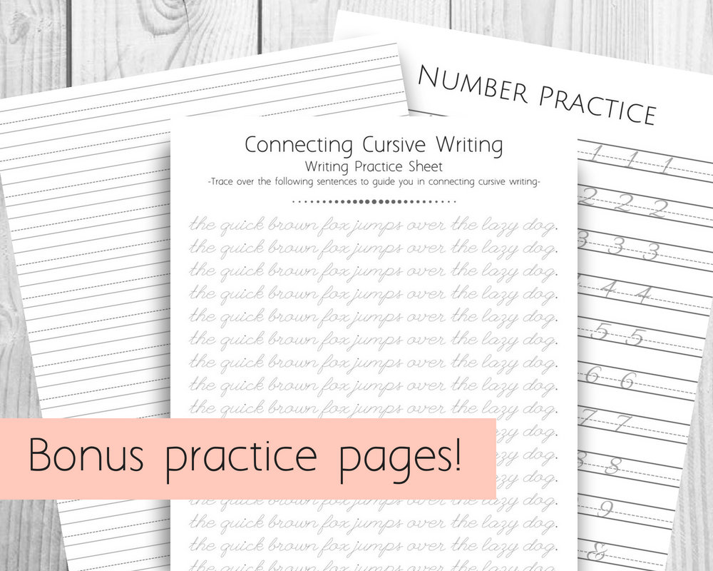 Handwriting Practice Sheets Bundle, Cursive and Print, Lined Pages ...