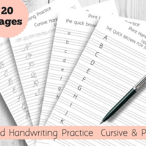 Handwriting Practice Sheets Bundle Cursive and Print Lined - Etsy