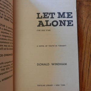 Vintage 50's Let Me Alone (the Dog Star) by Donald Windham Paperback ...