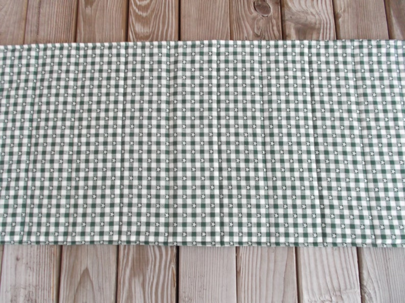 Green Gingham Check Table Runner Summer Table Runner Quilted - Etsy