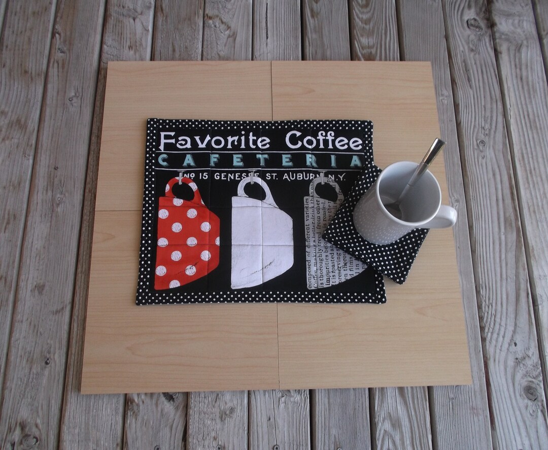 Coffee Station Mat, Cotton Quilted Mat Set, Coffee Mug Rugs, Kitchen ...