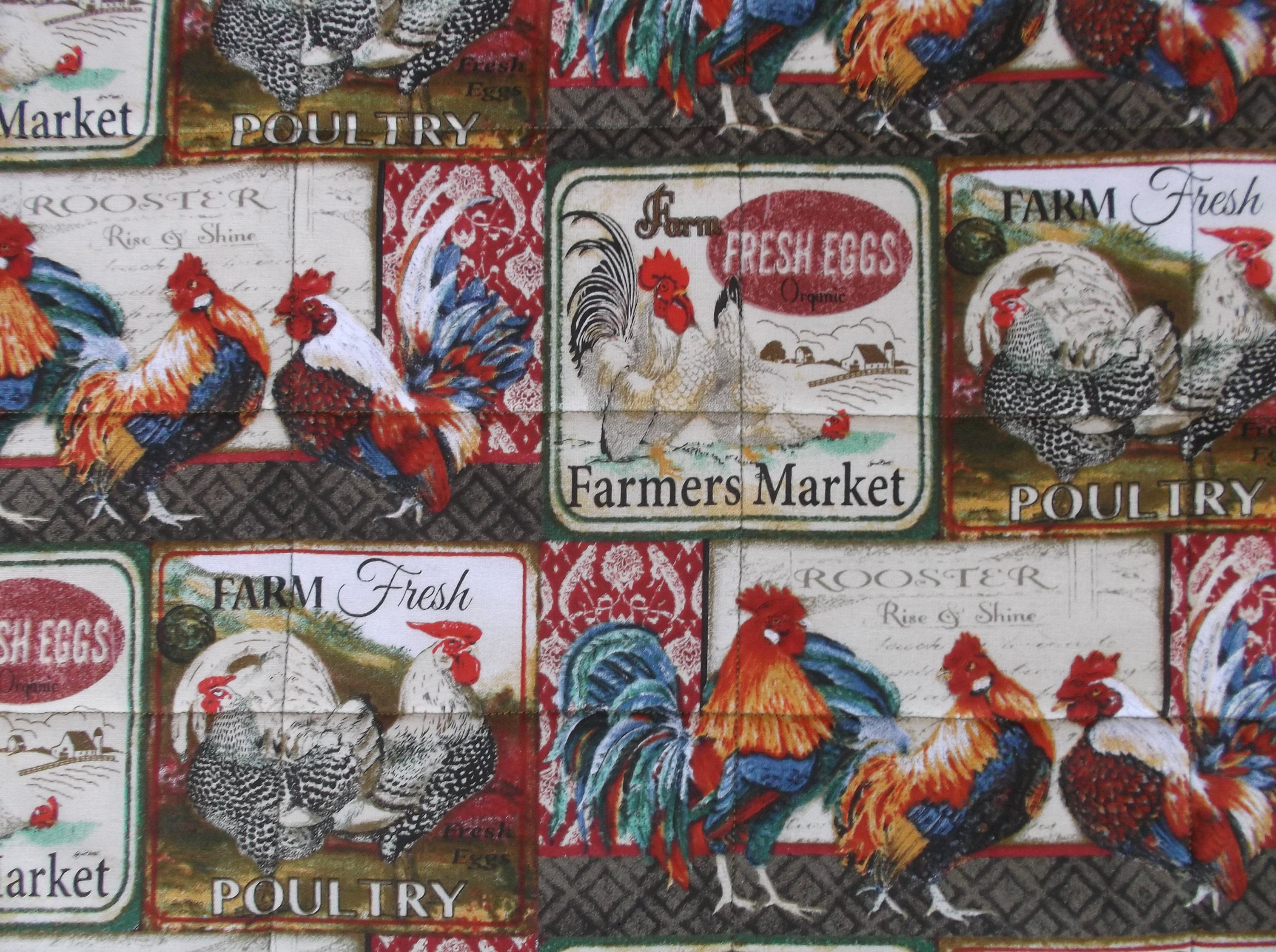 Fresh Farm Rooster Placemats, Fabric Placemats, Quilted Placemats, Farm ...