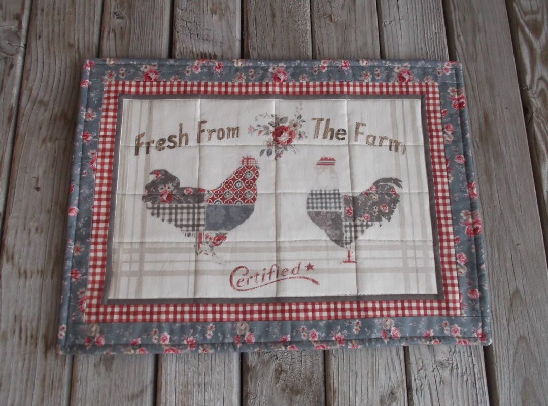 French Country Farm Placemats, Cotton Quilted Placemats, Country Chic ...