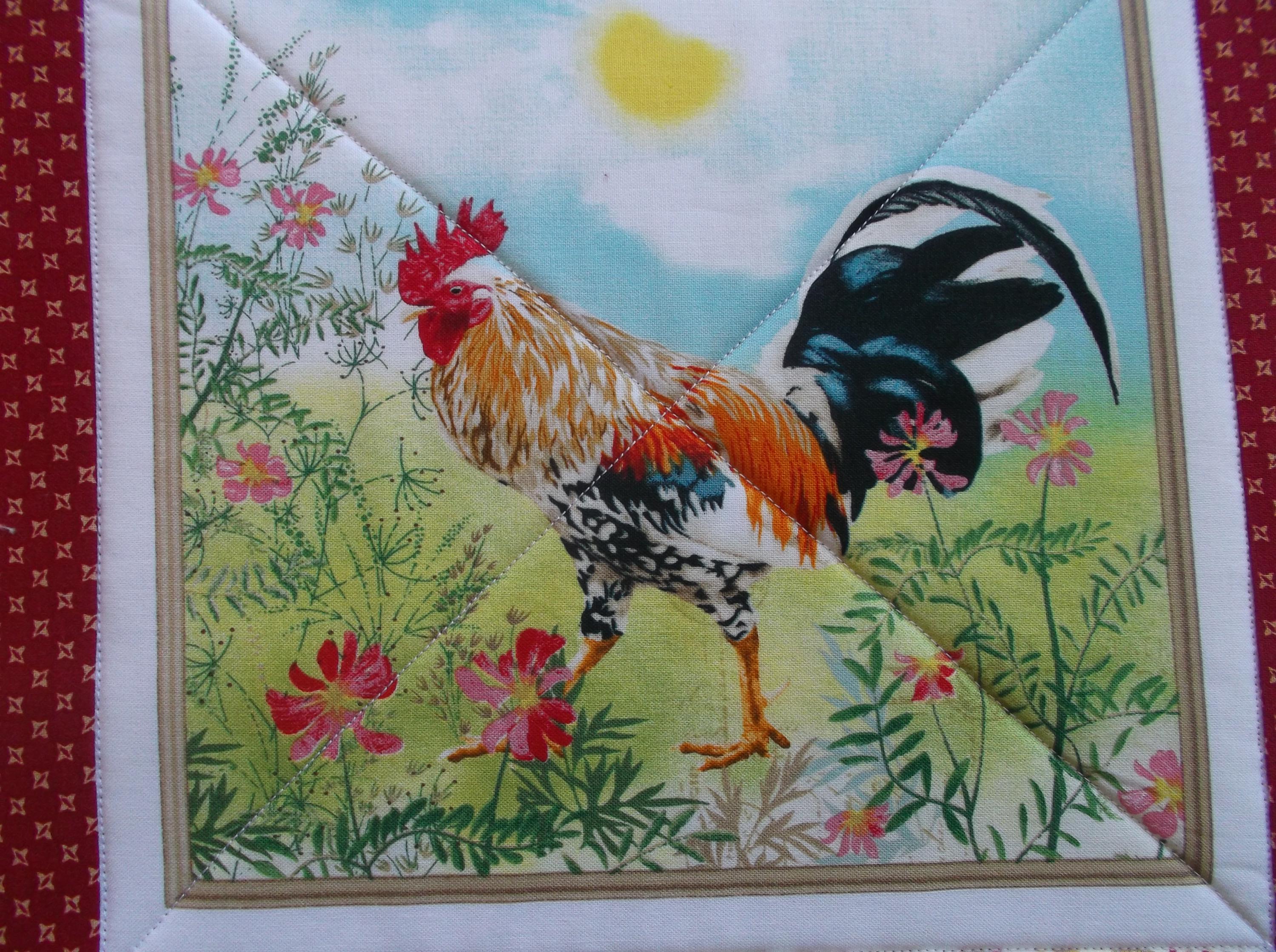 Proud Rooster Cotton Quilted Placemats, Chicken Kitchen Decor, French ...